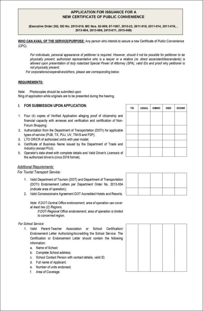 How to Apply Certificate of Public Convenience (CPC) in LTFRB - LTO ...