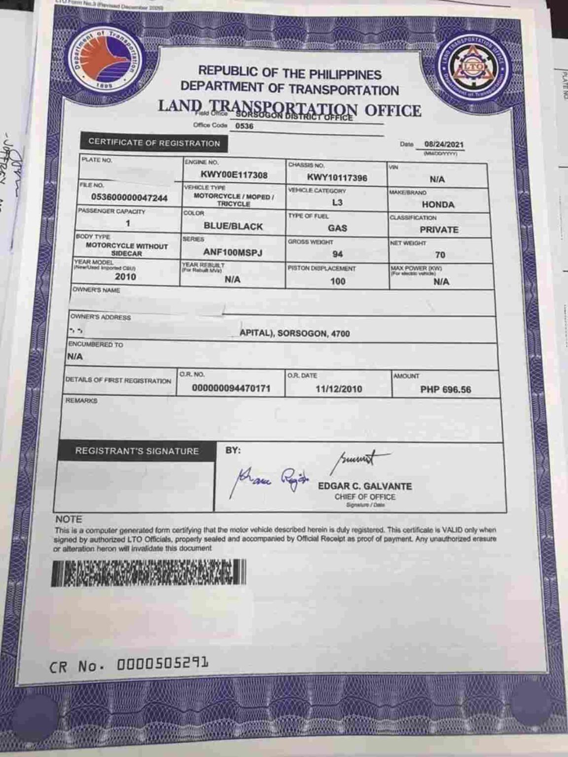 LTO Certificate of Registration Sample: Changes, Updates, and Key Features